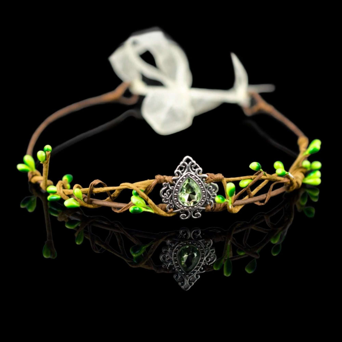 Tales of Valhalla - Handmade Woodland Green Stone Crown