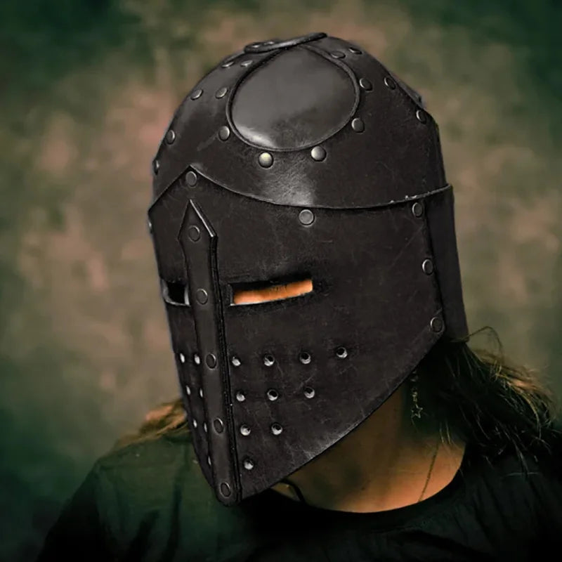 Knight Leather Mask Helmet | Medieval Faux Leather Helmet Mask | Tales ...