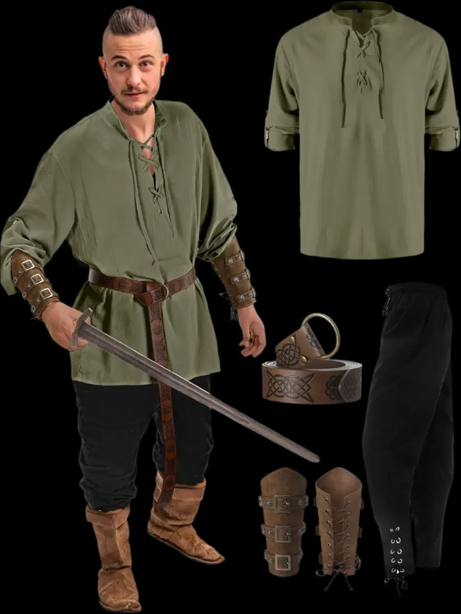 5Pcs Viking Costume Set – Complete Medieval Attire for Halloween and ...
