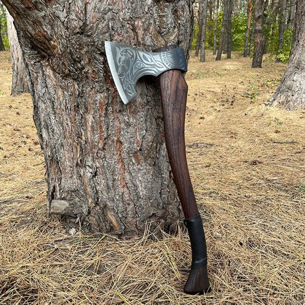 Slavic Paganism Throwing Axe | High Carbon Steel Axe with Leather ...