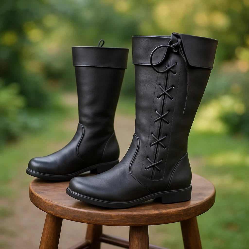 Dagny Leather Boots | Handcrafted Medieval Leather Shoes for LARP ...