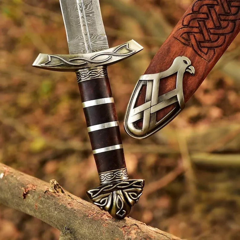 The Heritage Damascus Sword – Handmade Viking Sword with Rosewood ...
